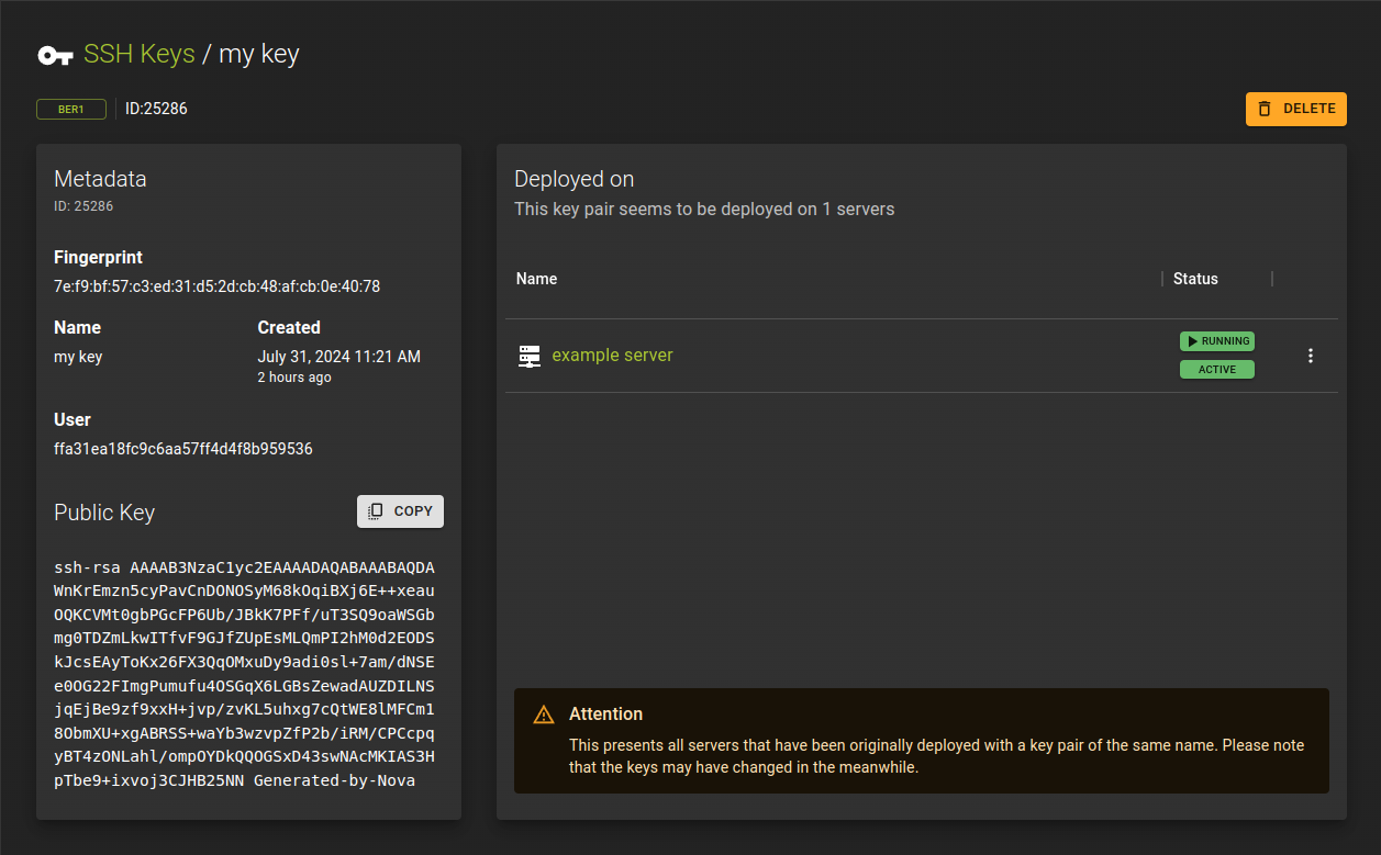SSH Keys - SysEleven Documentation